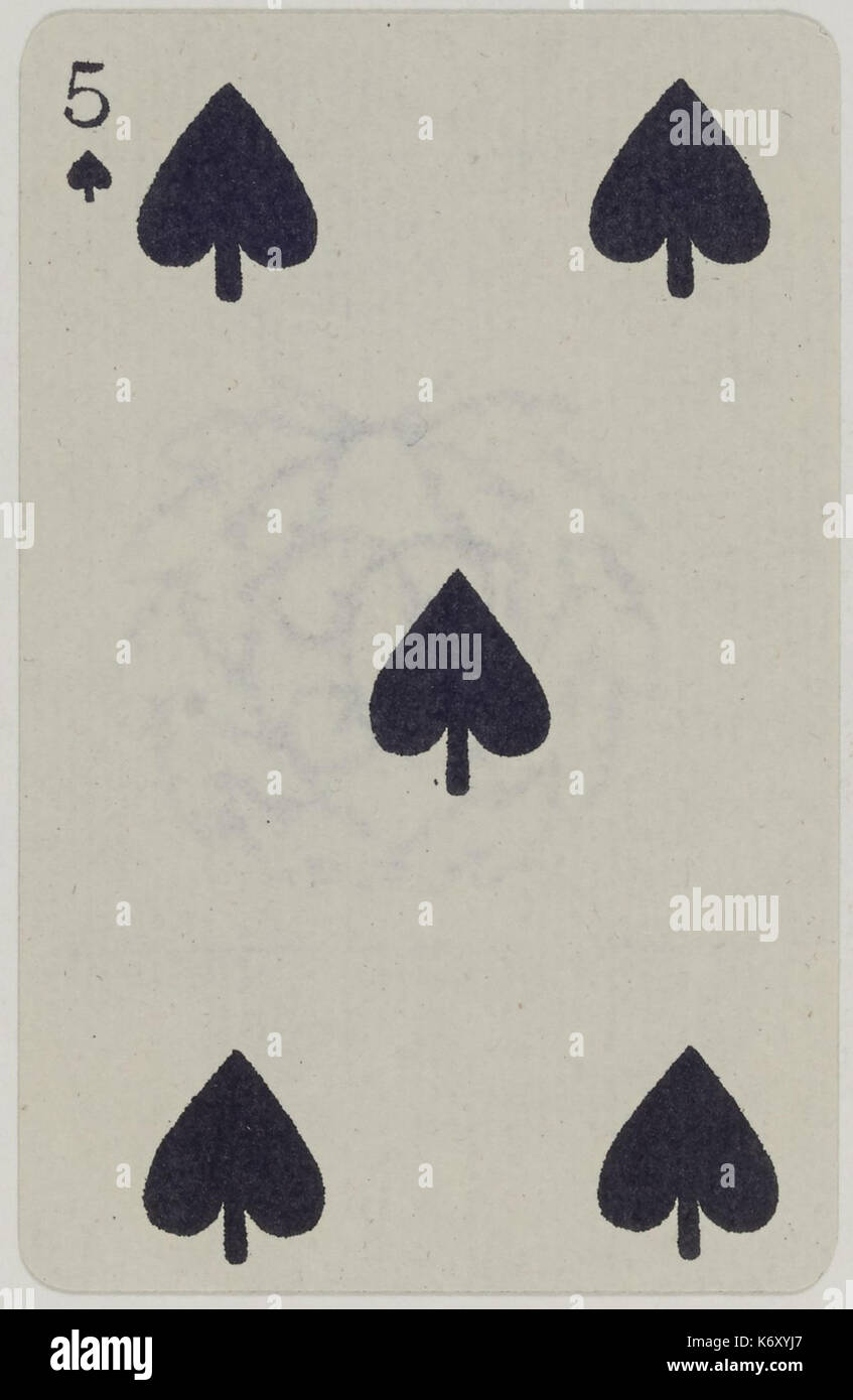 French Portrait card deck 1850 5 of Spades Stock Photo - Alamy