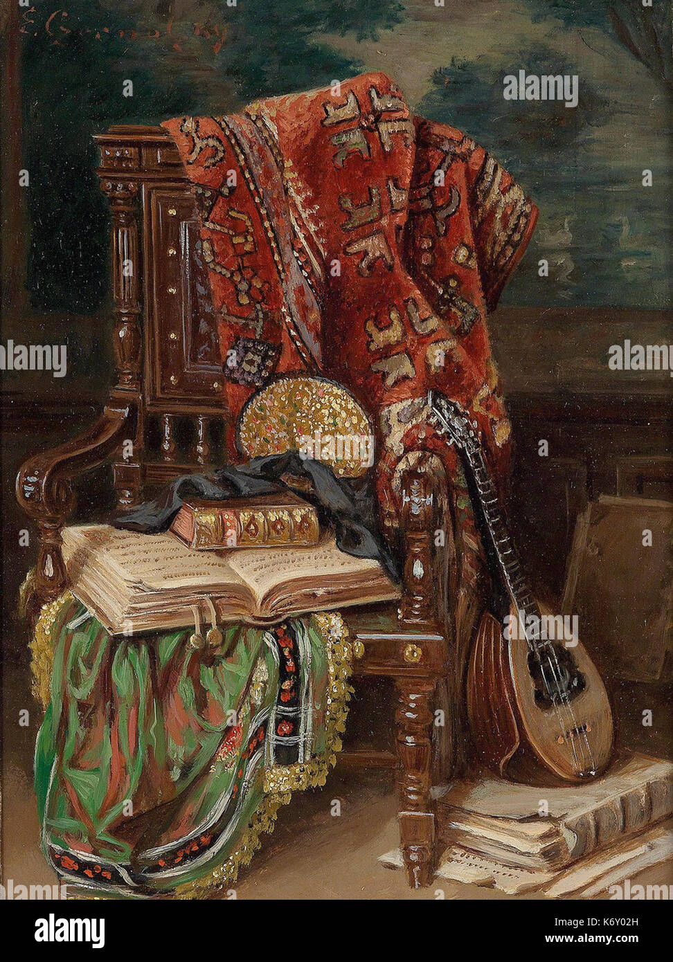 Ernst Czernotzky Stillleben mit Folianten und Laute Stock Photo - Alamy