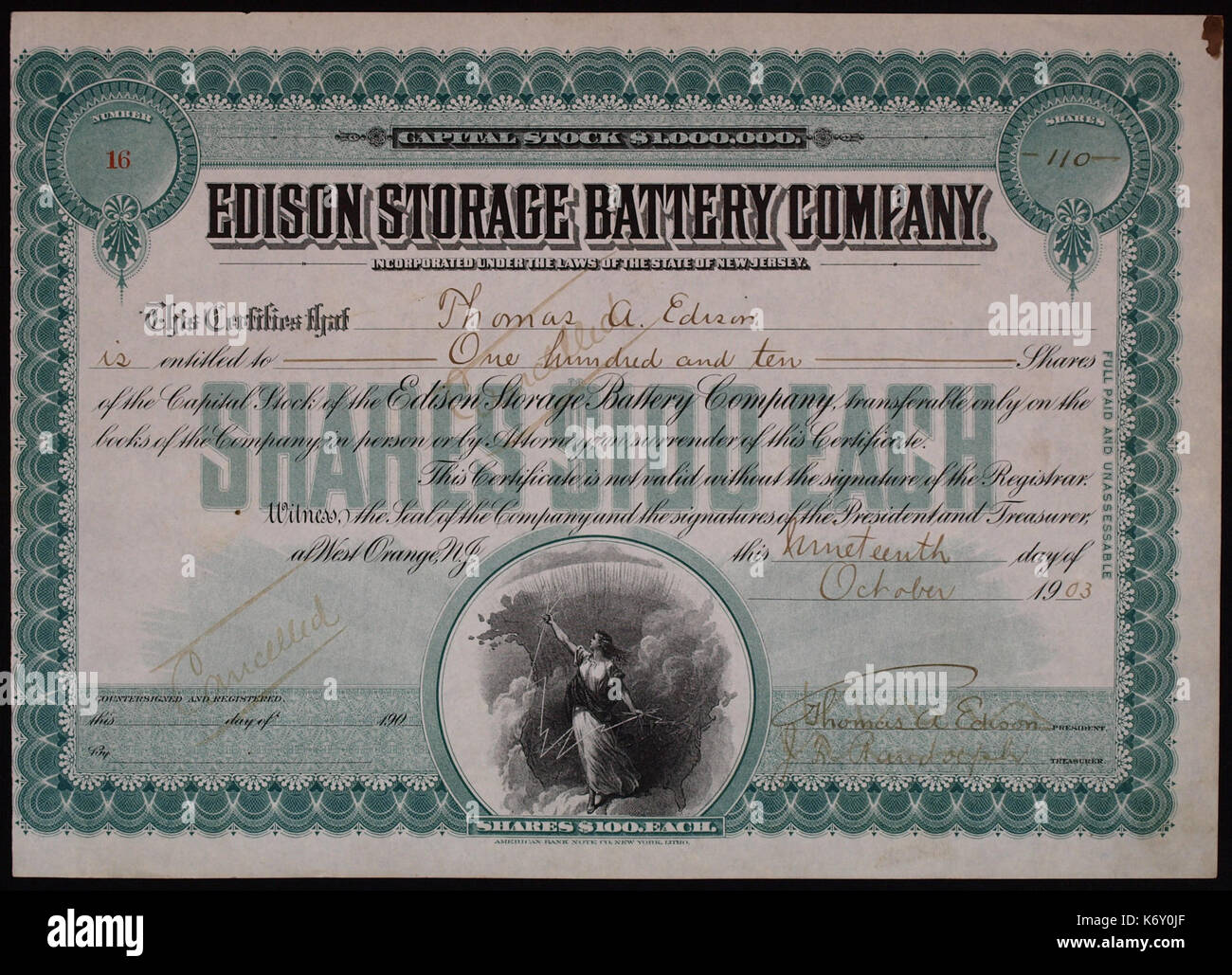 Edison Storage Battery Company 1903 Stock Photo - Alamy