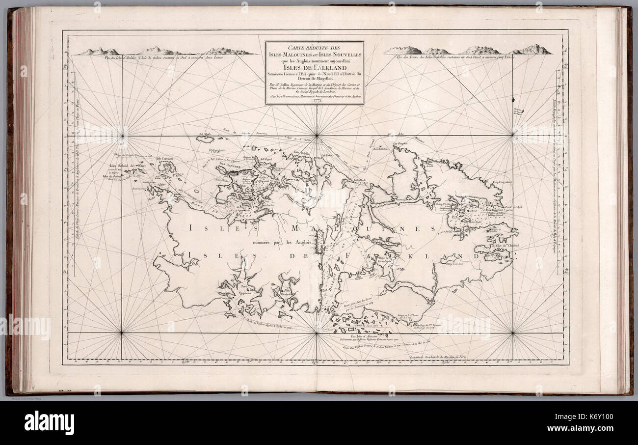 Falkland Islands map 1771 by Bellin Stock Photo - Alamy
