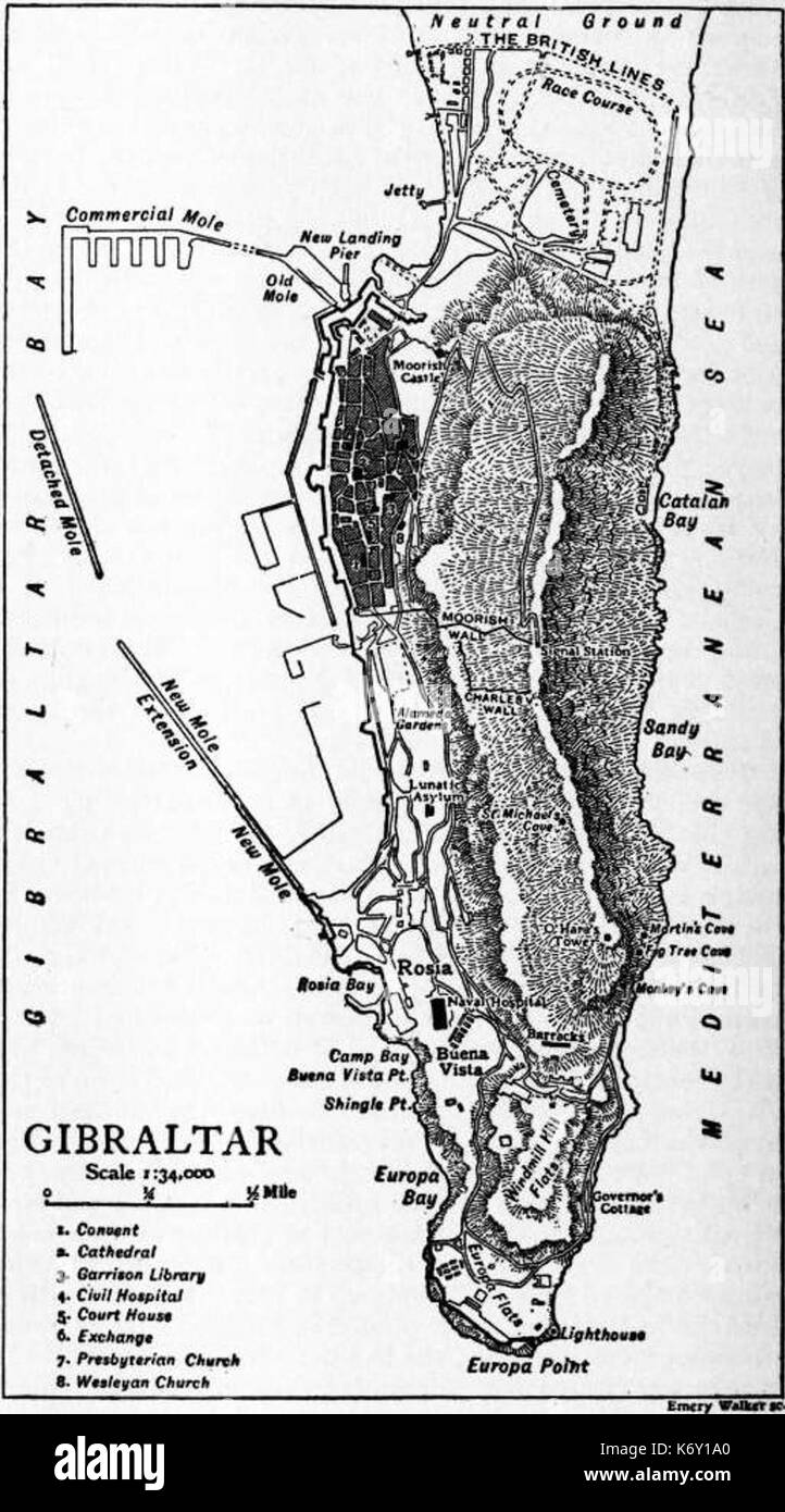 Map of gibraltar Black and White Stock Photos & Images - Alamy