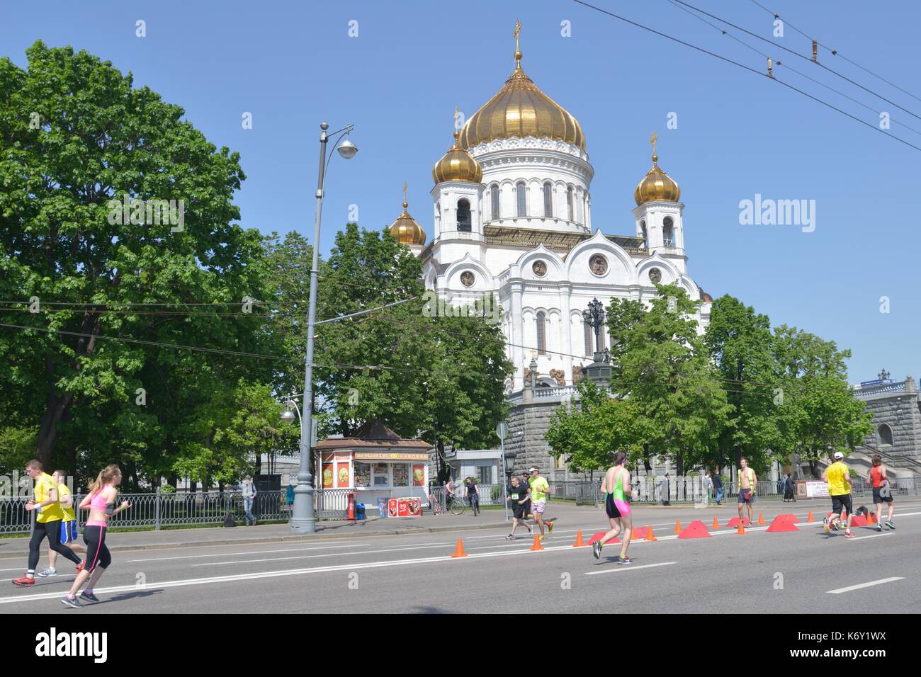 Moscow, Russia - May 18, 2014: Runners on the distance of Moscow Half ...