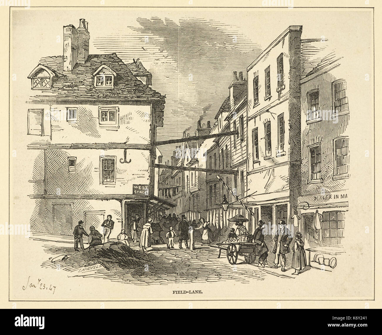 Engraving of Field Lane Stock Photo - Alamy