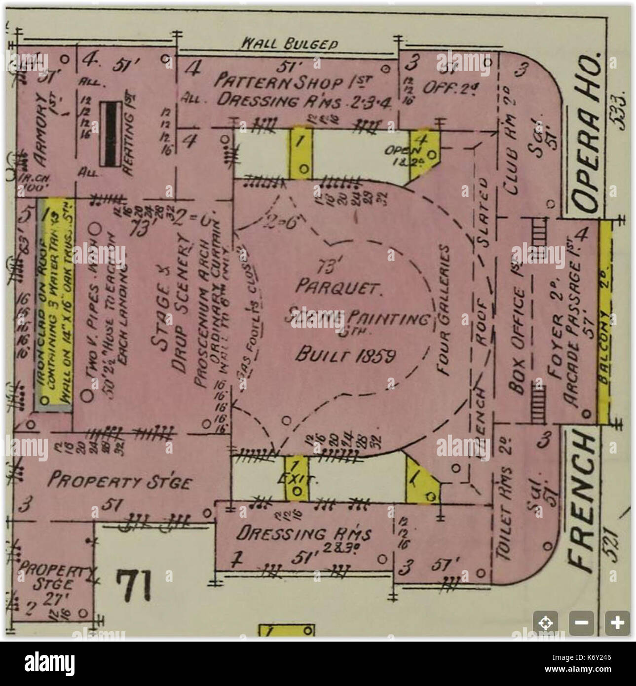 French Opera House New Orleans Sanborn Map 1895 Stock Photo - Alamy