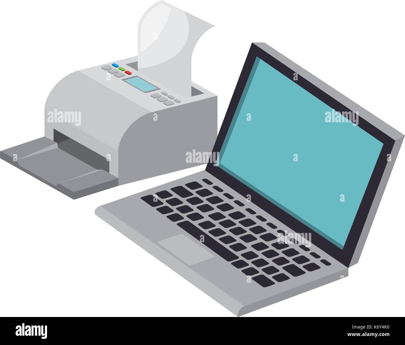 laptop computer with printer vector illustration design Stock Vector ...