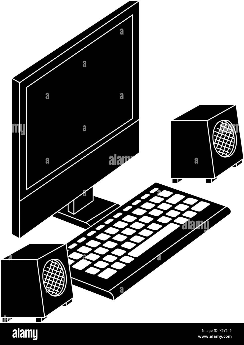 Desktop computer speakers keyboard Stock Vector Images - Alamy