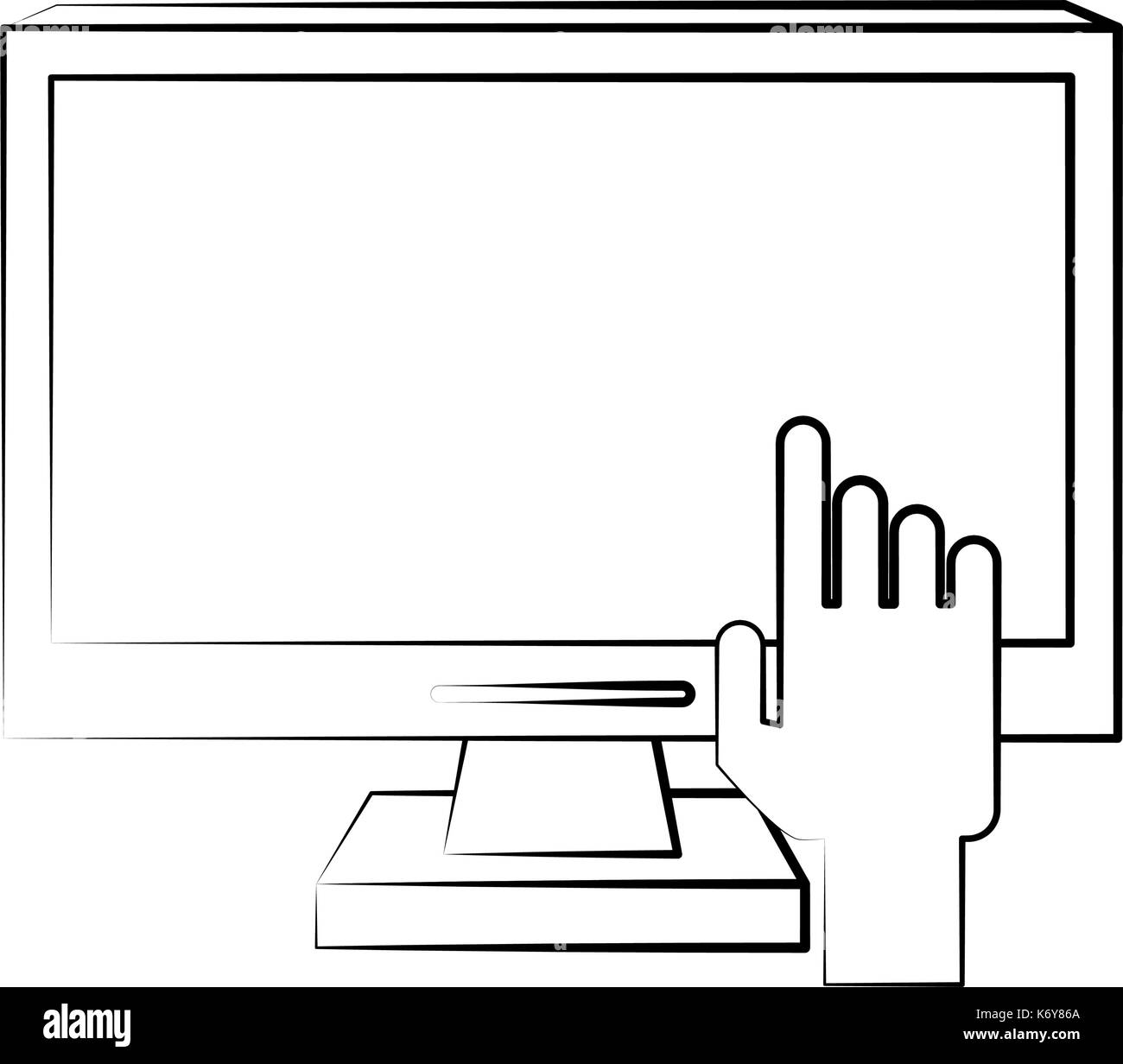 computer monitor with hand cursor icon image Stock Vector Image & Art ...