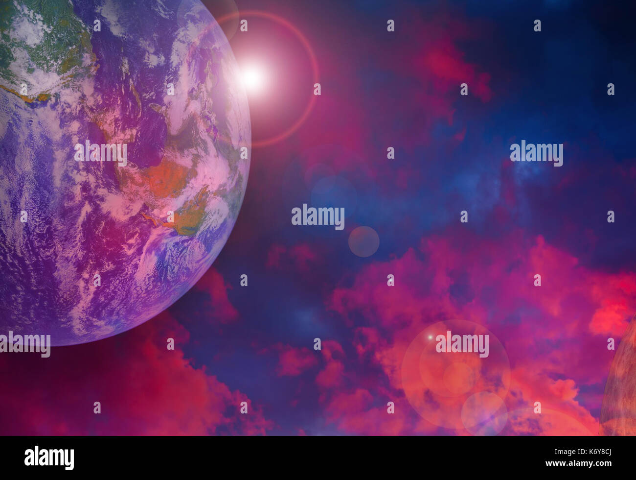 abstract Earth and sunset in space. Elements of this image furnished by ...