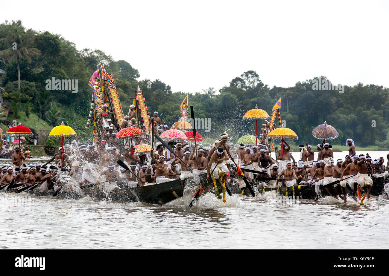 decorated boats also called palliyodam and rowers from Aranmula Boat ...