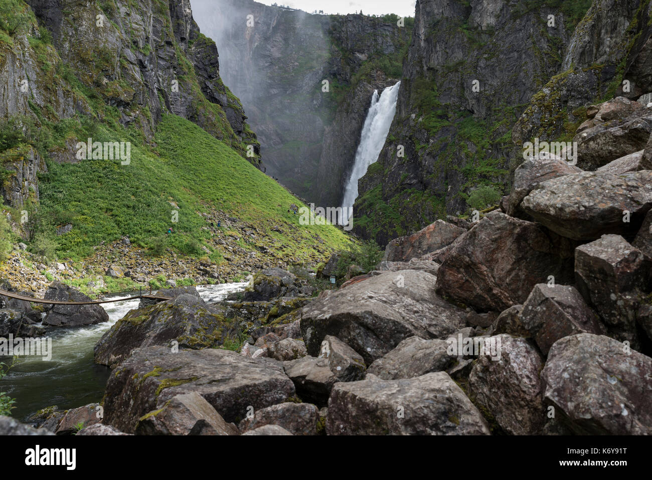 Voringfossen waterfall in norway seen from below after a walking track ...