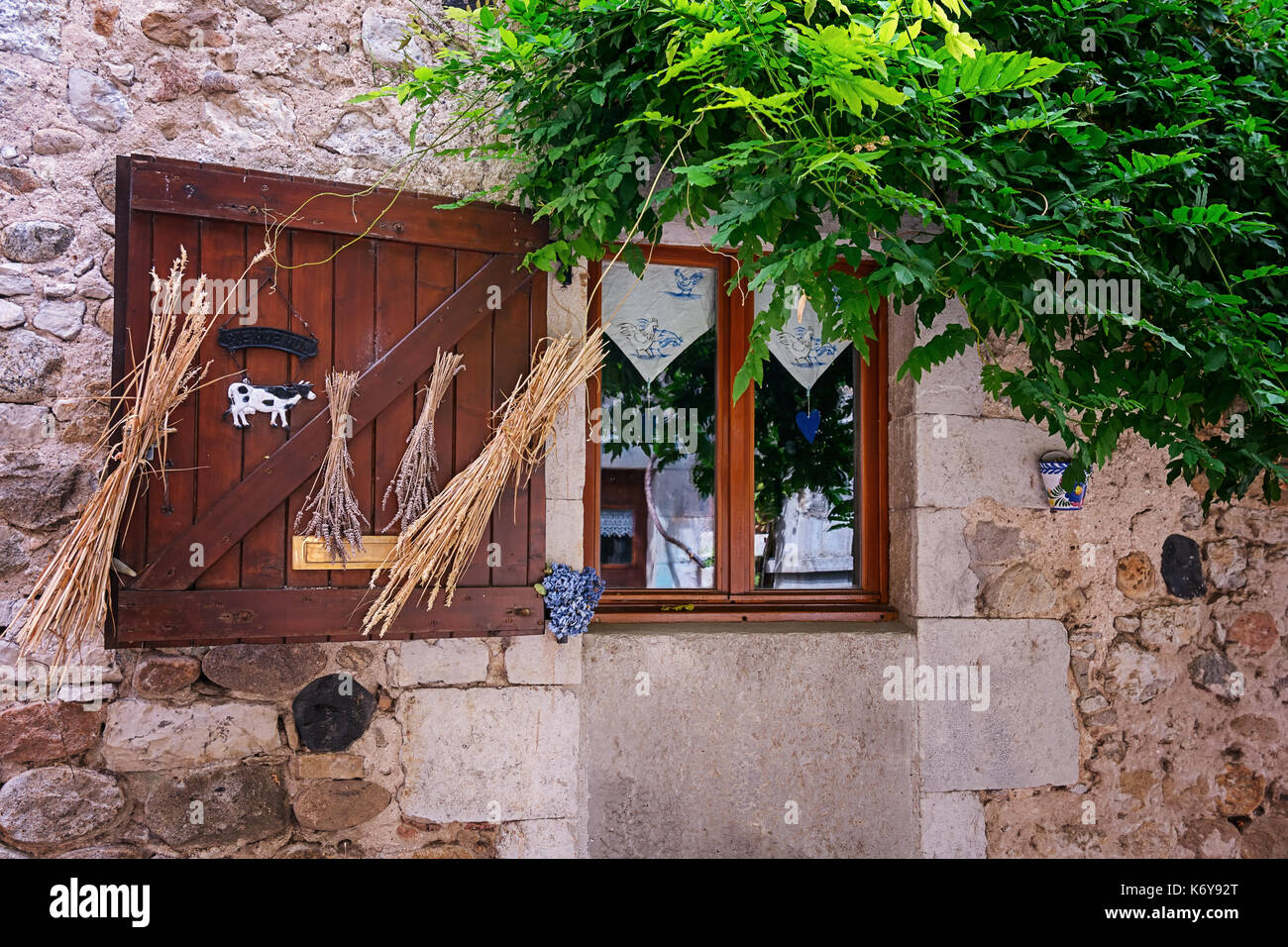 Decorated window in the village Vogue which is recognized as historical ...