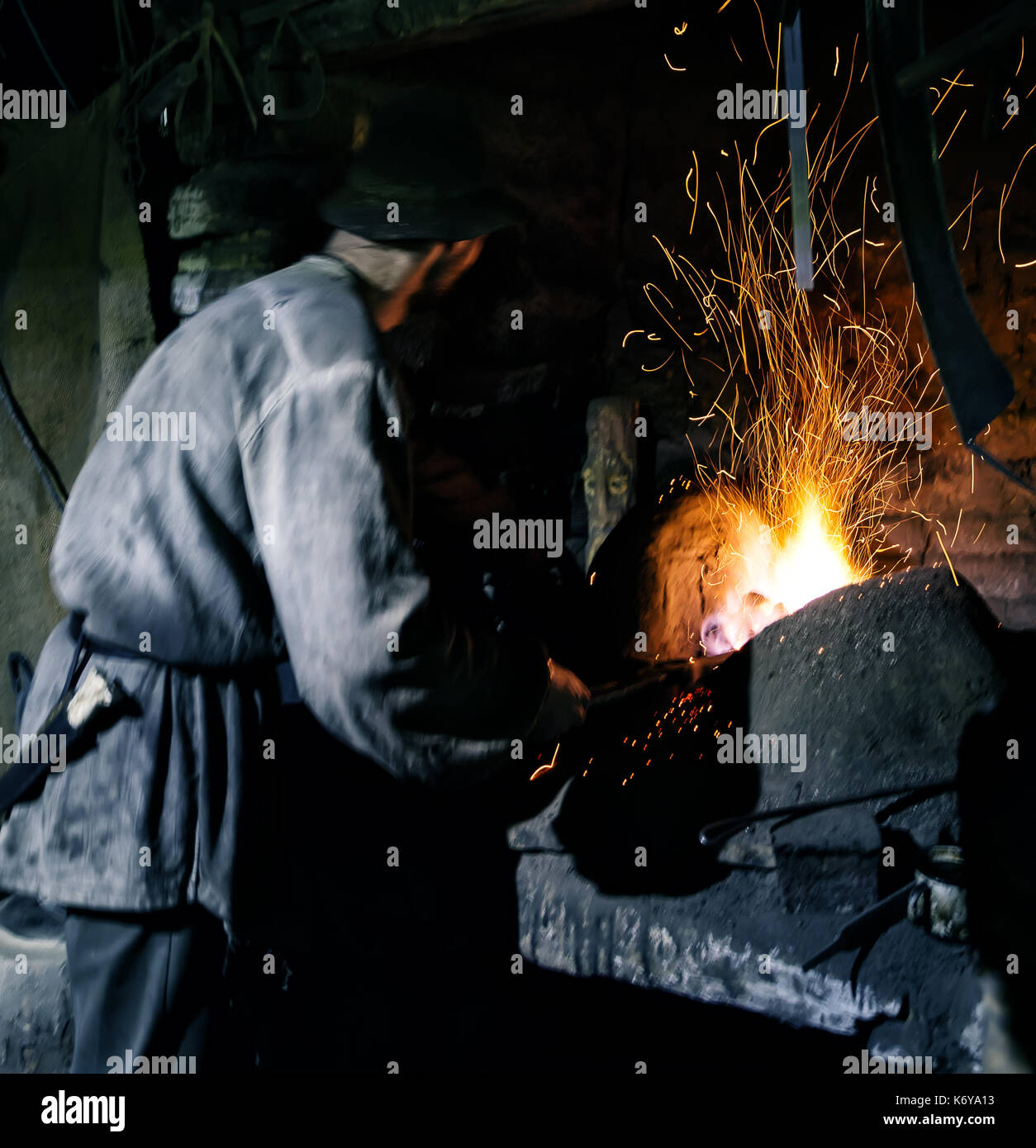 Smith working near burning hi-res stock photography and images - Alamy