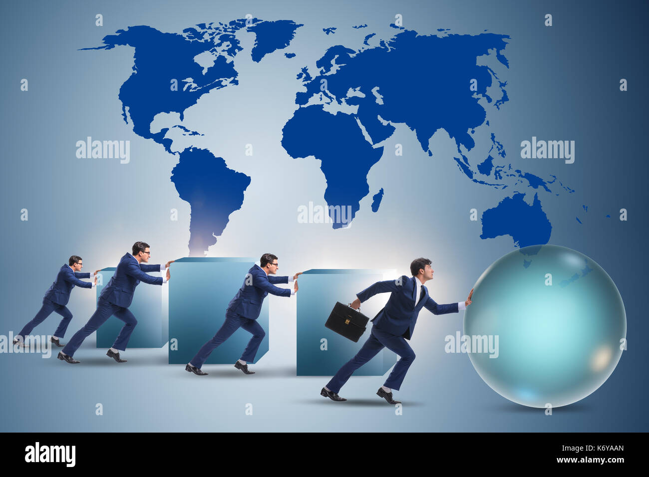 Businessman in competition rivalry concept beating rivals Stock Photo ...