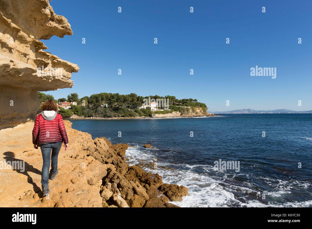 France, Bouches du Rhone, blue coast, Carry le Rouet, Rouet Beach Stock ...