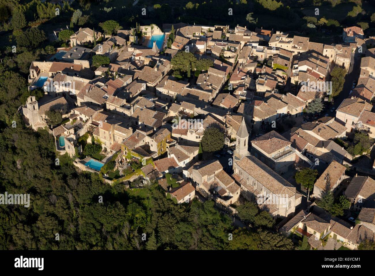 France, Gard, village of Castillon du Gard (aerial view Stock Photo - Alamy