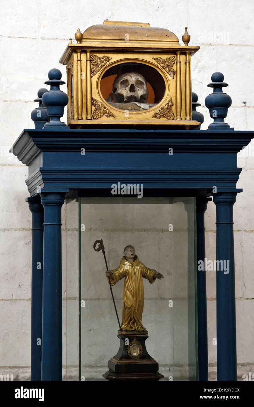 France, Somme, Saint Riquier, abbey church dated 13th century, statue ...
