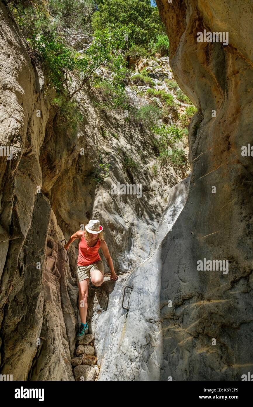 Greece, Eastern Crete, Lassithi district, hiking in Kritsa gorge ...