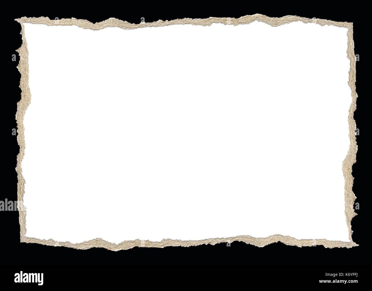 Torn paper rectangle shape isolated on a black background Stock Photo ...