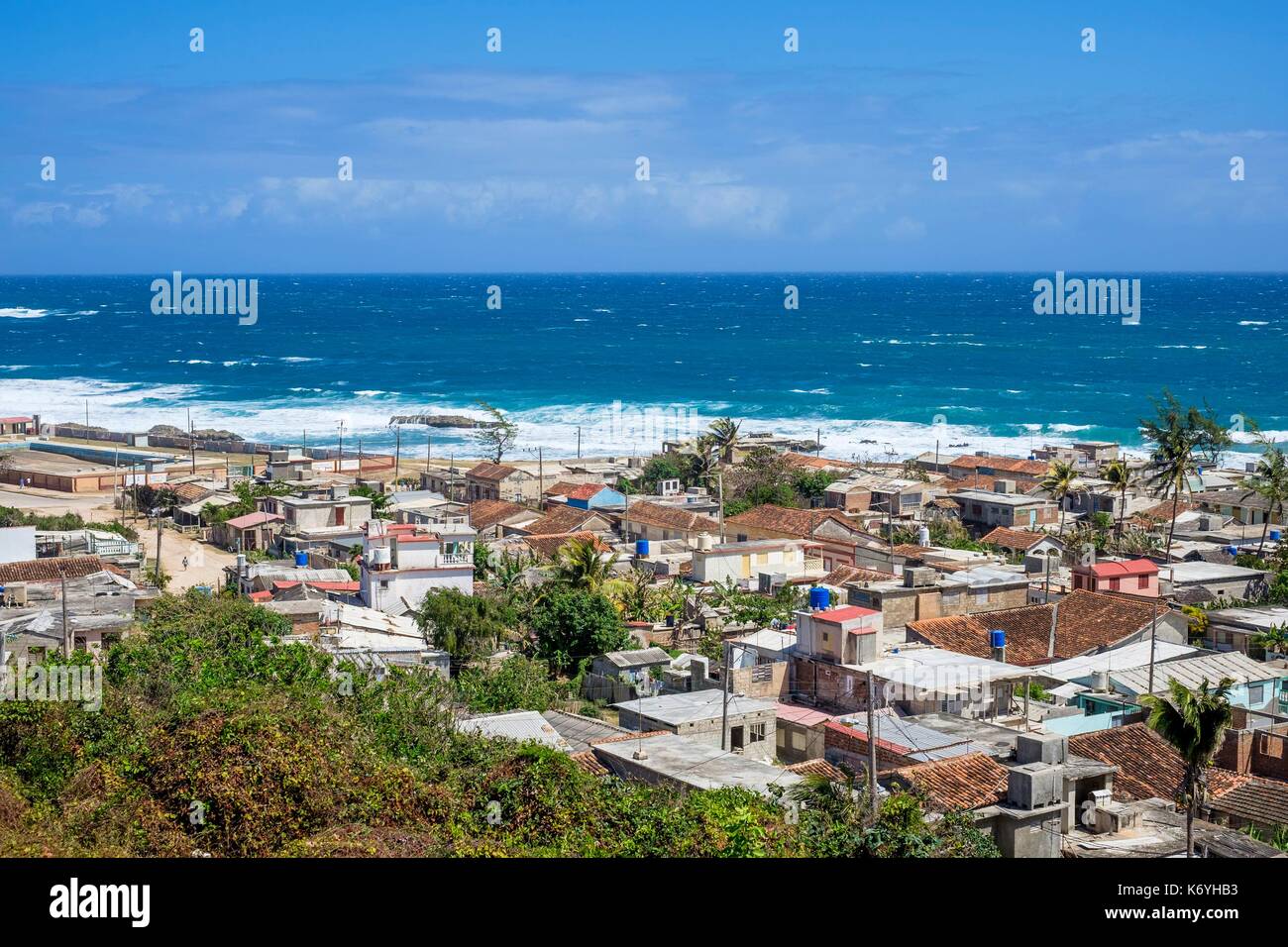Cuba, Holguin province, Gibara, the city seen from the mirador Stock ...