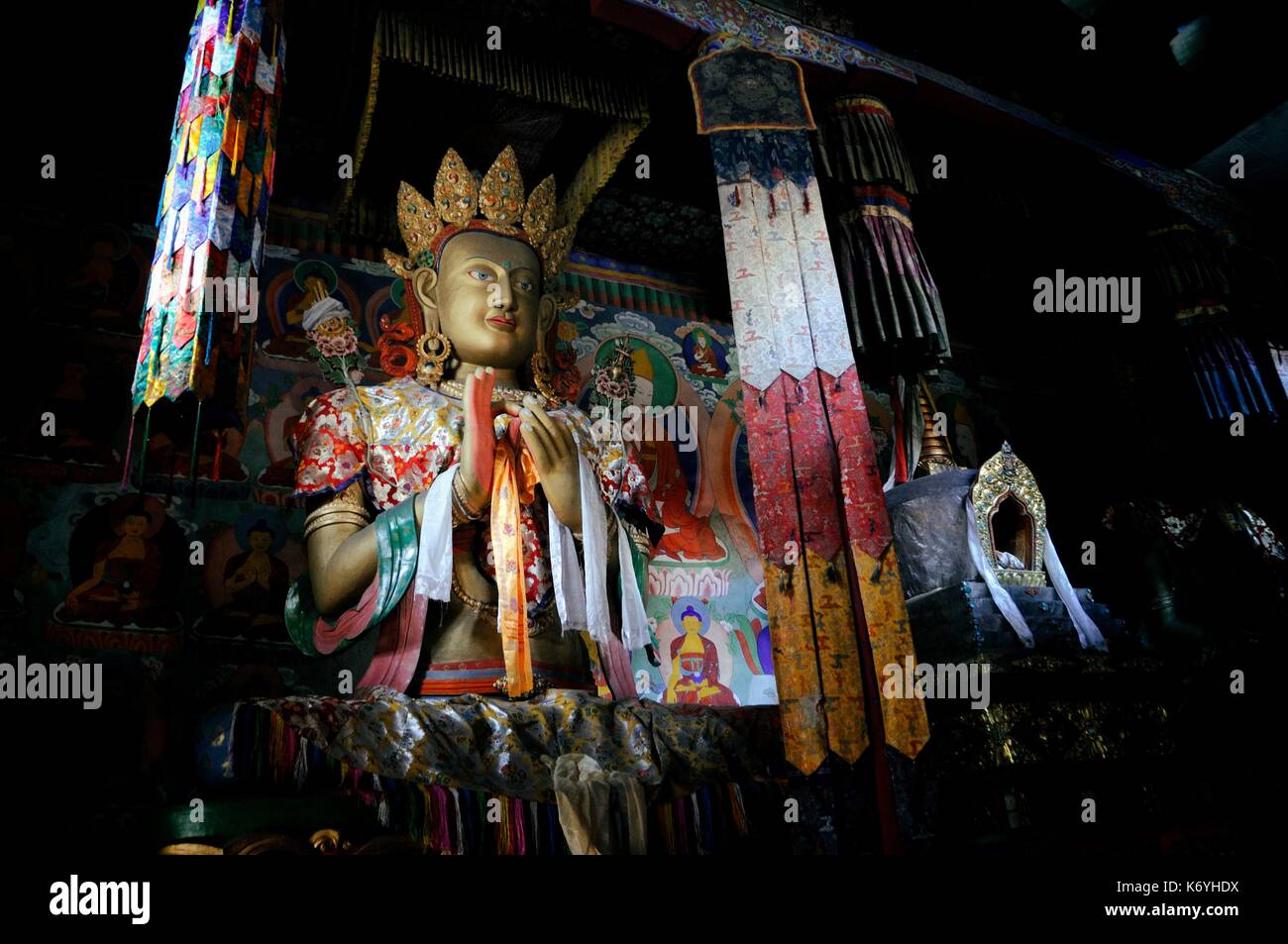 India, Jammu and Kashmir, Ladakh, Nubra valley, Buddhist monastery of ...