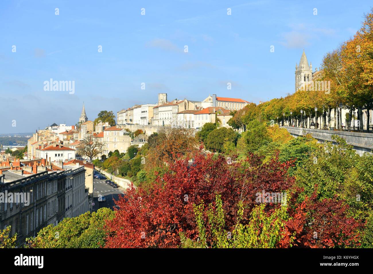 France, Charente, Angouleme, the old city with St Pierre cathedral seen ...