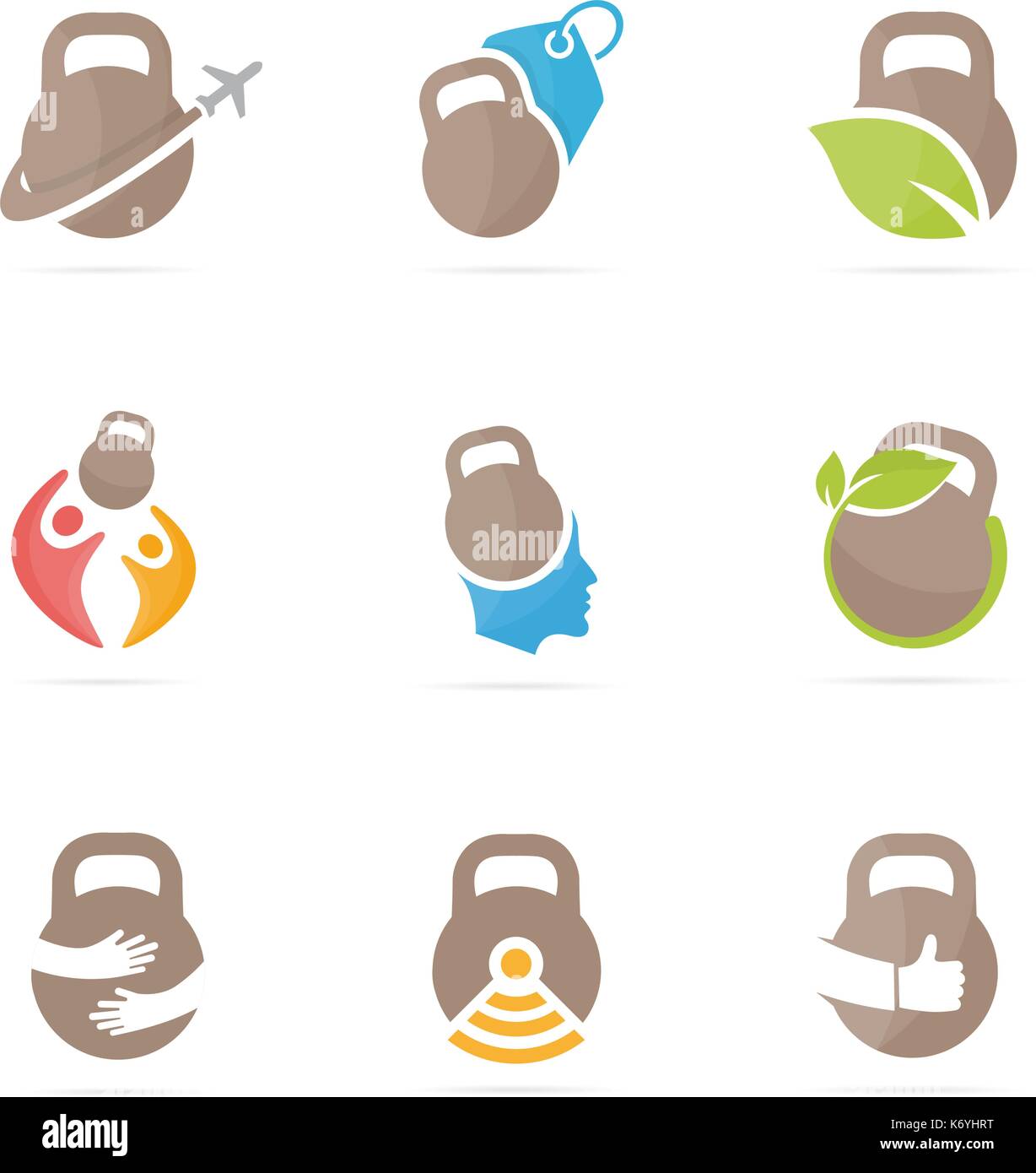 Set of gym logo combination. Fitness and sport symbol or icon. Unique ...