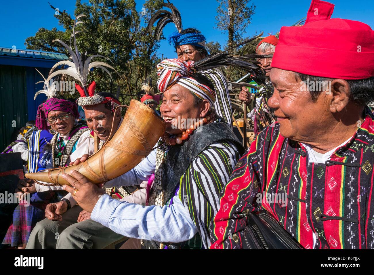 Myanmar (Burma), Chin State, Mindat, local festival with traditional ...