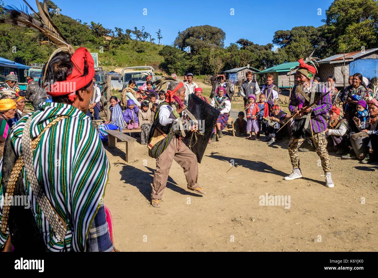 Myanmar (Burma), Chin State, Mindat, local festival with traditional ...