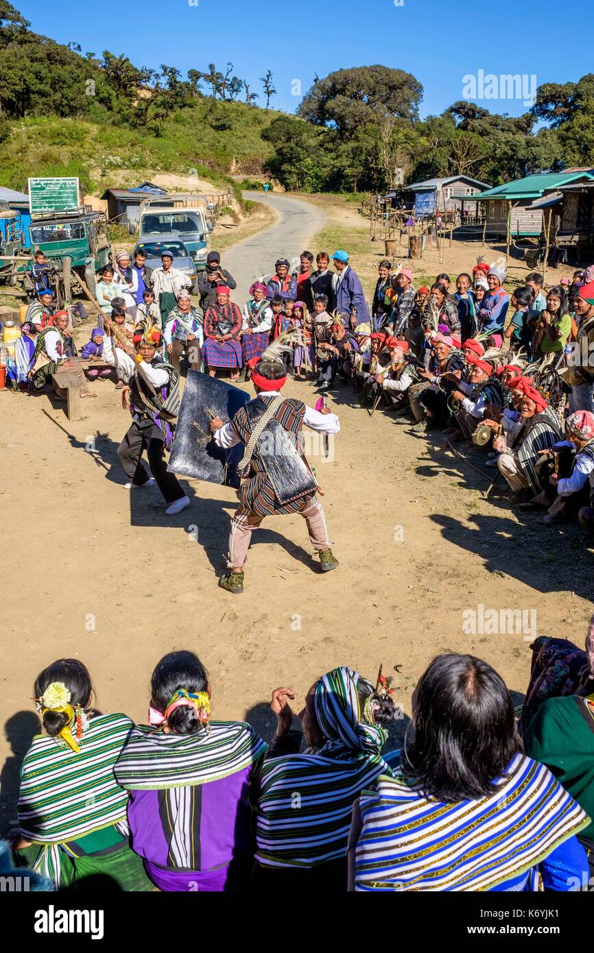 Myanmar (Burma), Chin State, Mindat, local festival with traditional ...