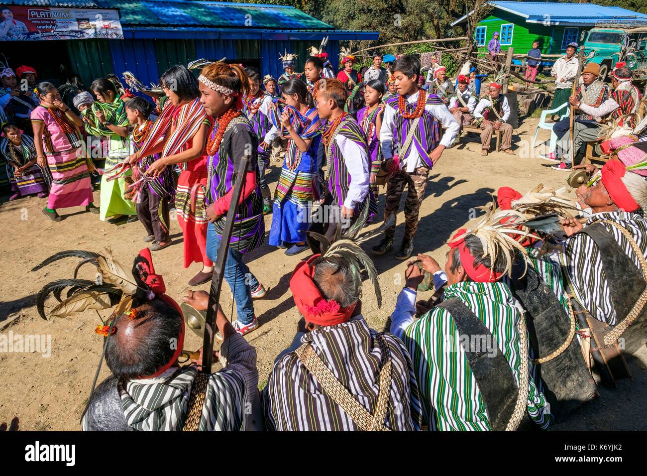Myanmar (Burma), Chin State, Mindat, local festival with traditional ...