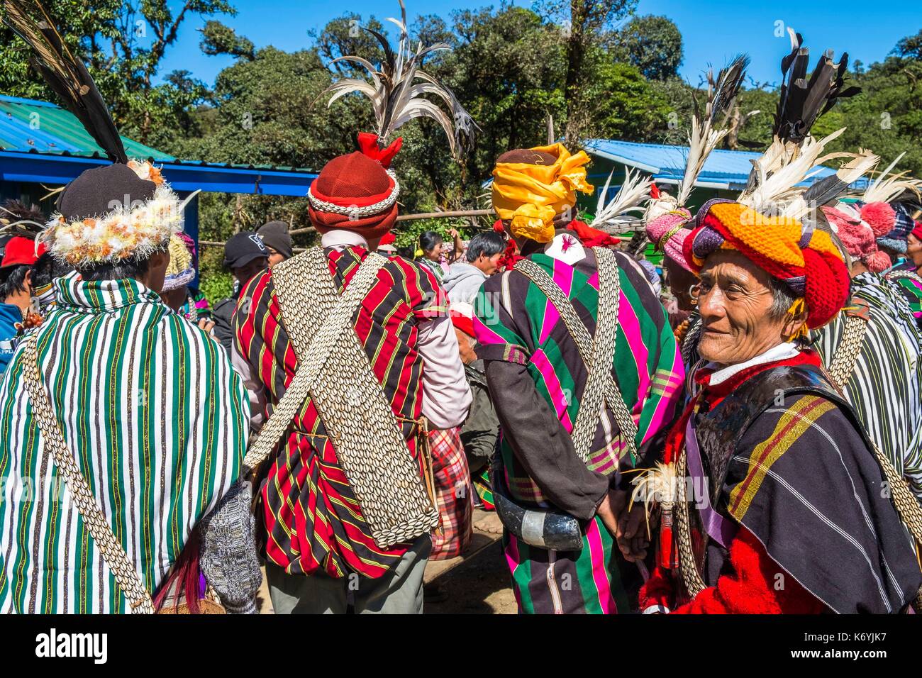 Myanmar (Burma), Chin State, Mindat, local festival with traditional ...