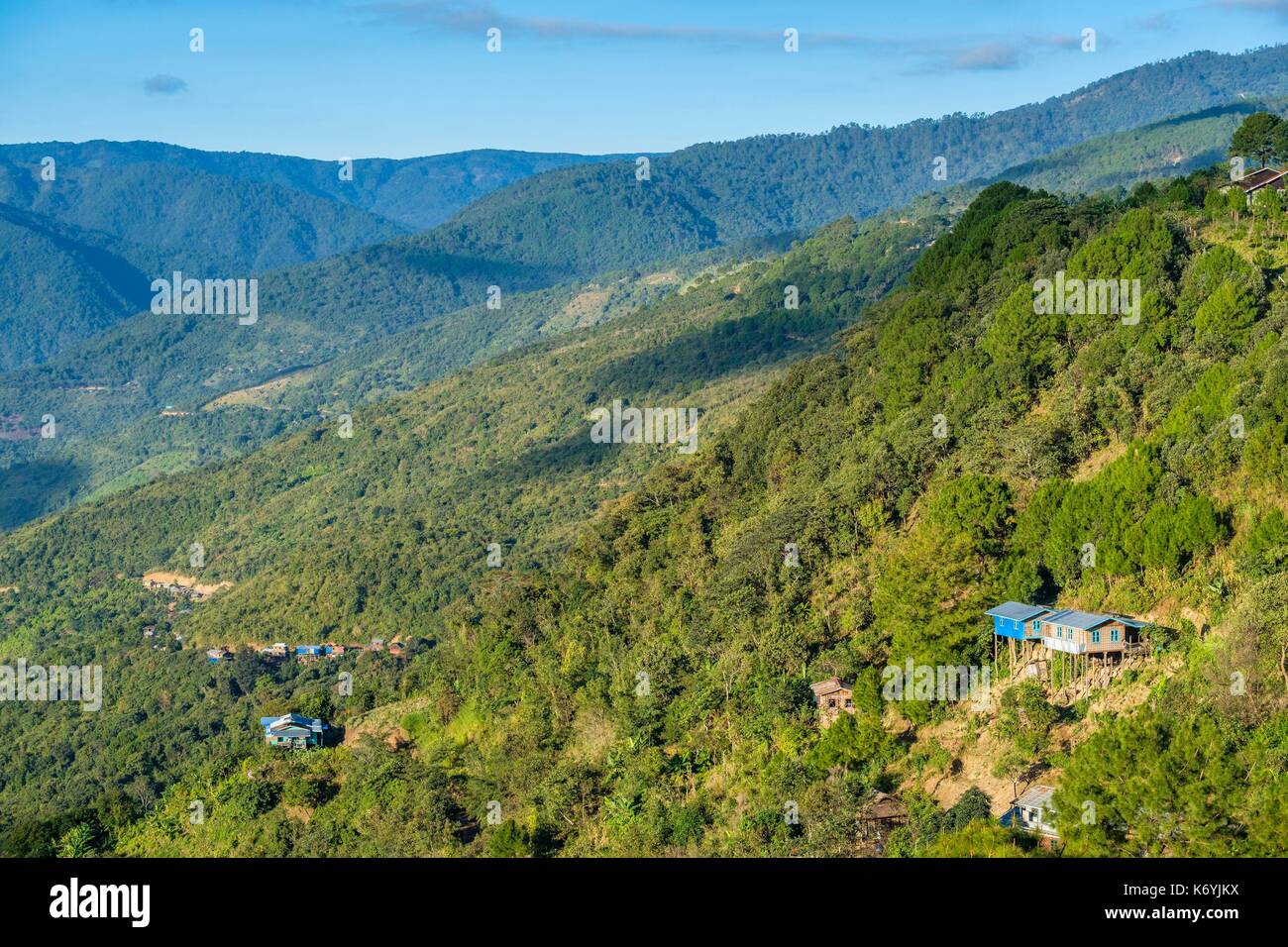 Myanmar (Burma), Chin State, Mindat, mountain around the village Stock ...