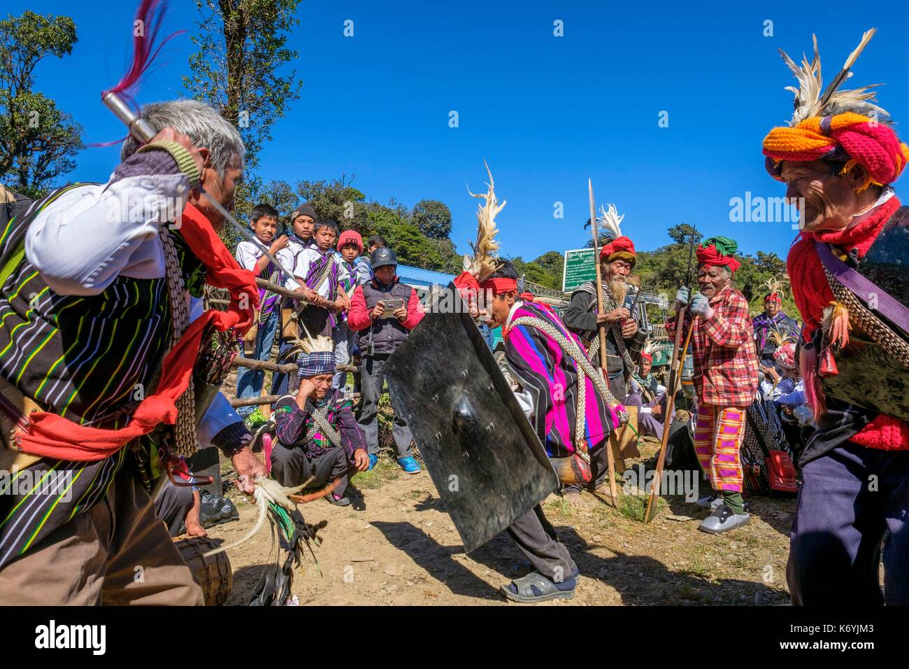Myanmar (Burma), Chin State, Mindat, local festival with traditional ...