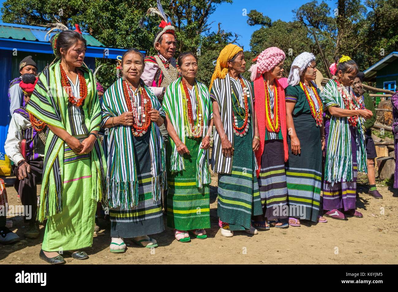 Myanmar (Burma), Chin State, Mindat, local festival with traditional ...