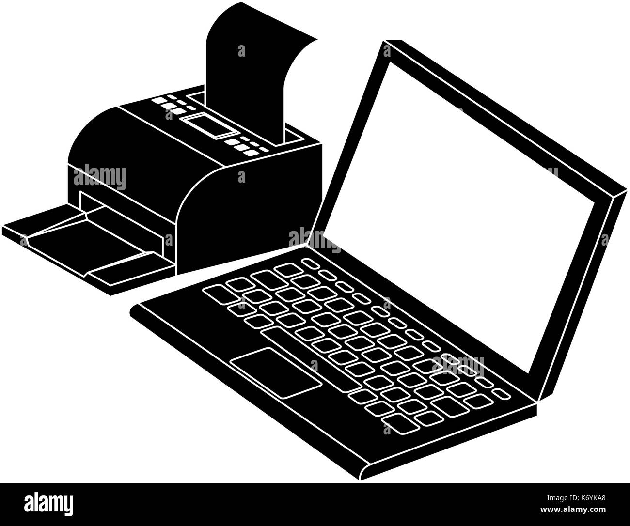 laptop computer with printer vector illustration design Stock Vector ...