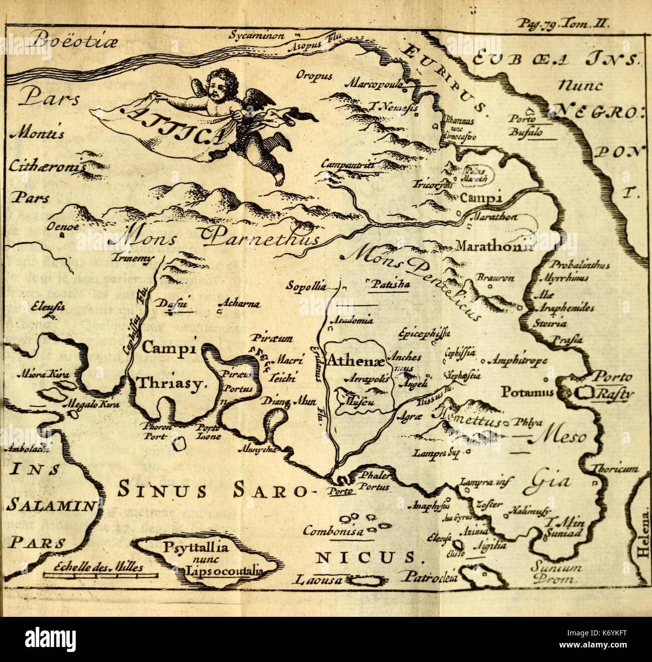 This historical map from 1679 shows the Gulf of Egina in Greece, with ...