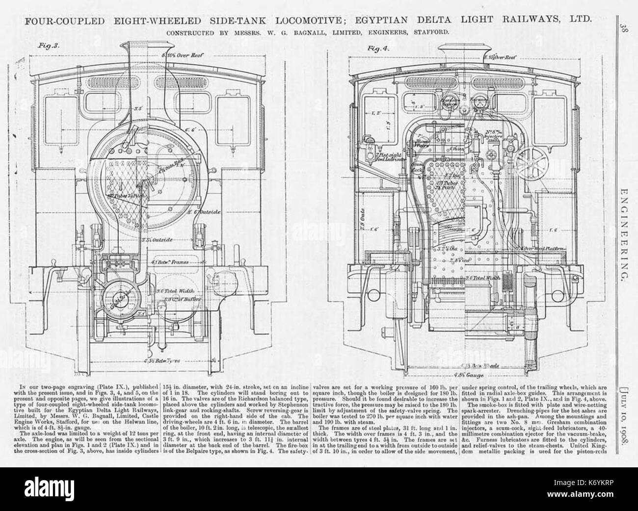 Four Coupled Eight Wheeled Side Tank Locomotive for Egyptian Delta ...