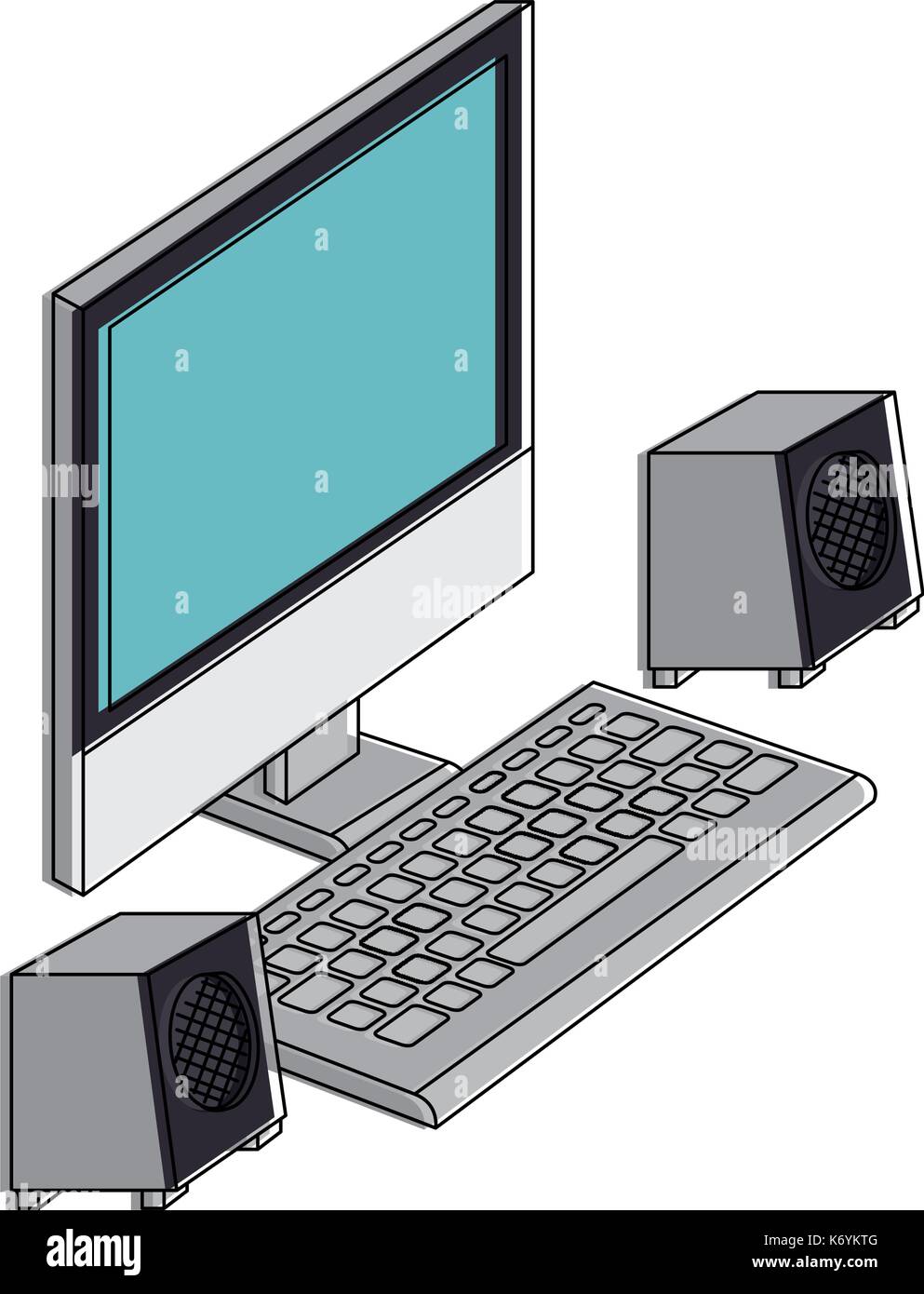 Desktop computer speakers keyboard Stock Vector Images - Alamy