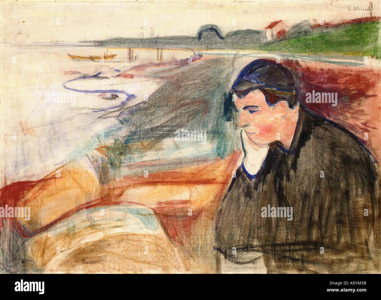 This painting by Edvard Munch, titled 'Evening. Melancholy,' was ...