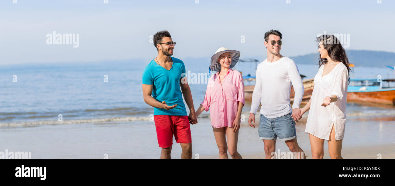 Young People Group On Beach Summer Vacation, Happy Smiling Friends ...