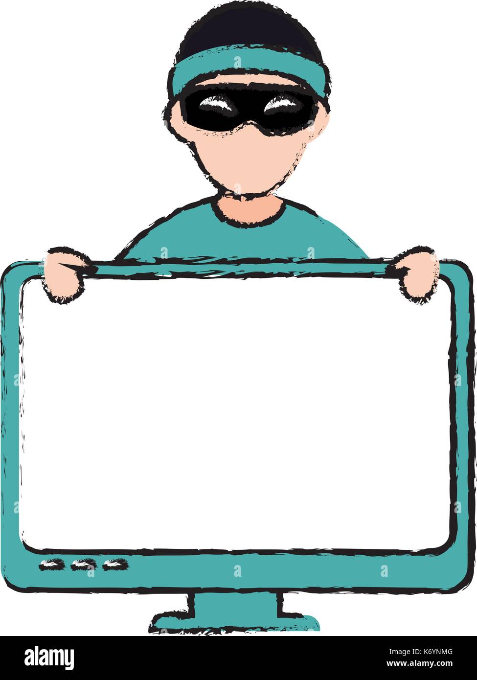 cyber thief avatar character with monitor Stock Vector Image & Art - Alamy