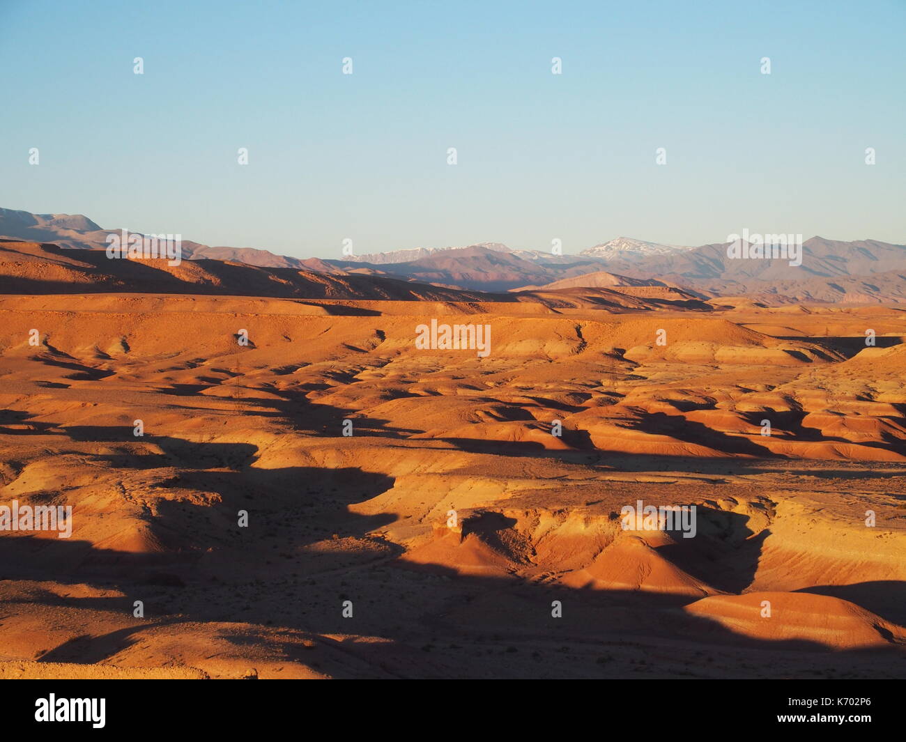 Desert and high ATLAS MOUNTAINS range landscape in central MOROCCO seen ...