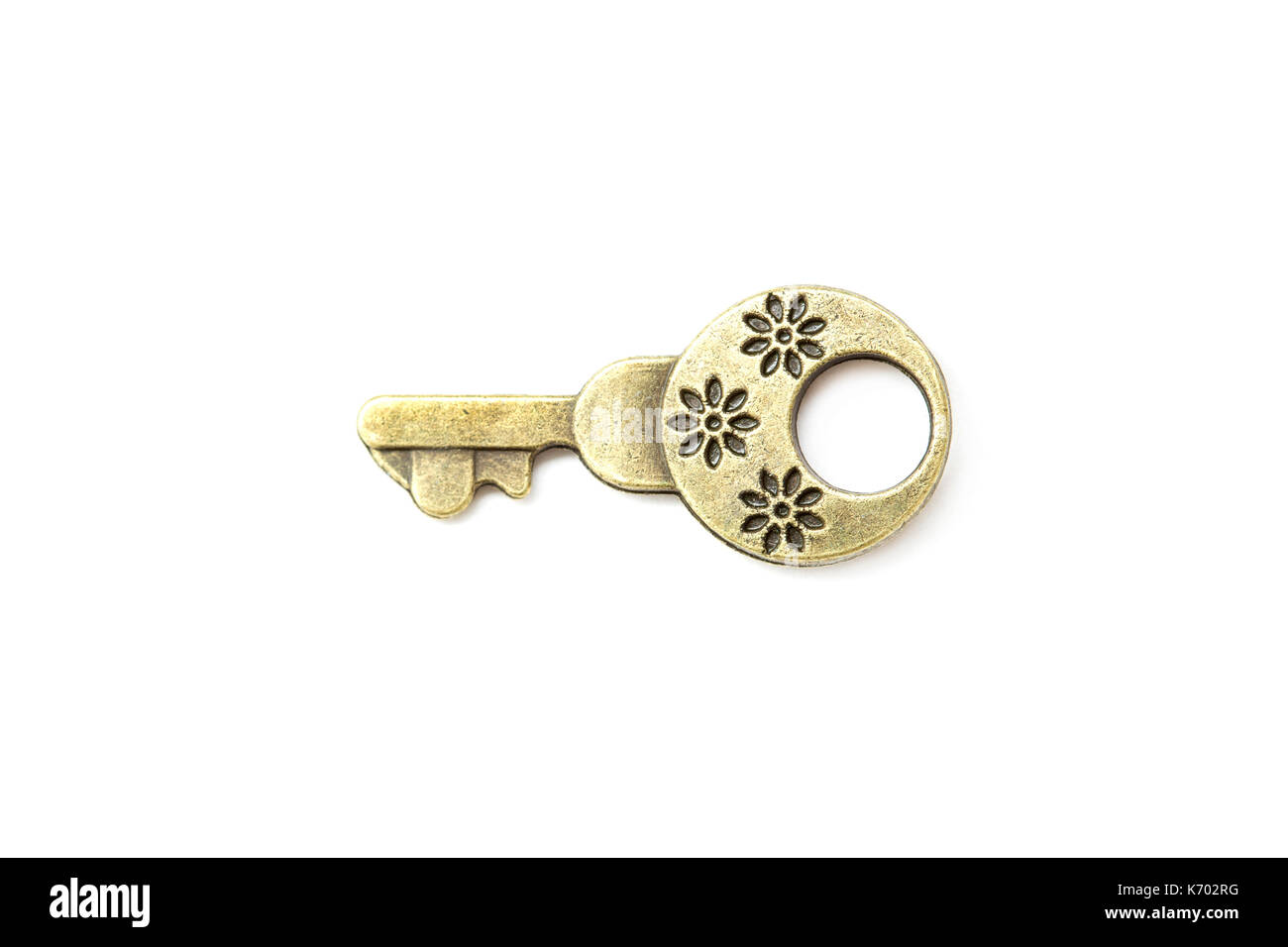View at vintage metal key isolated on the white background Stock Photo ...