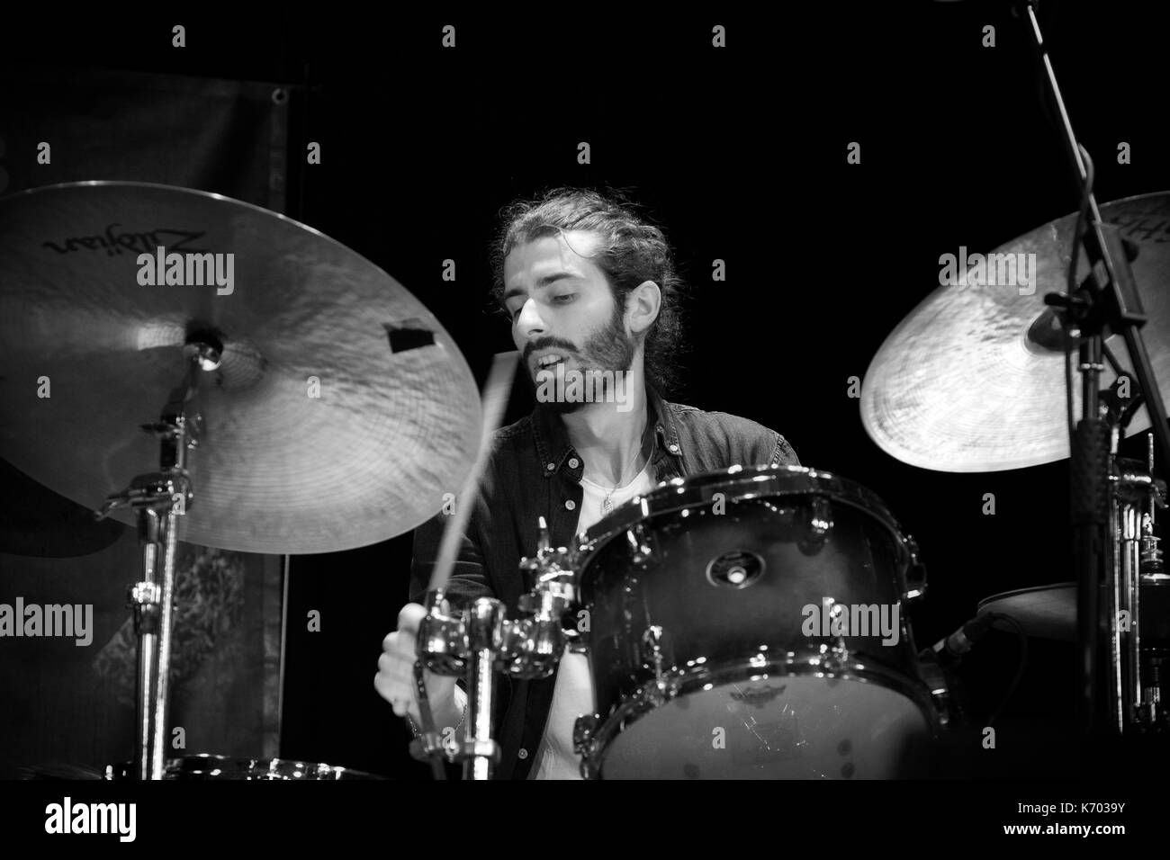 Paolo Adamo on drums with Atsuko Shimada Trio at Brecon Jazz Festival ...