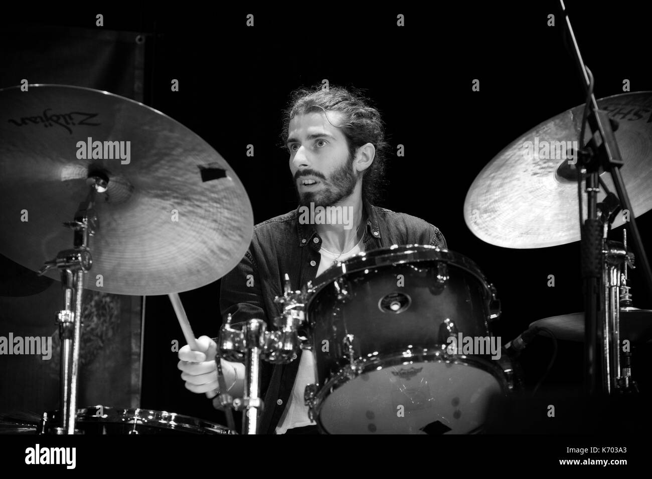 Paolo Adamo on drums with Atsuko Shimada Trio at Brecon Jazz Festival ...