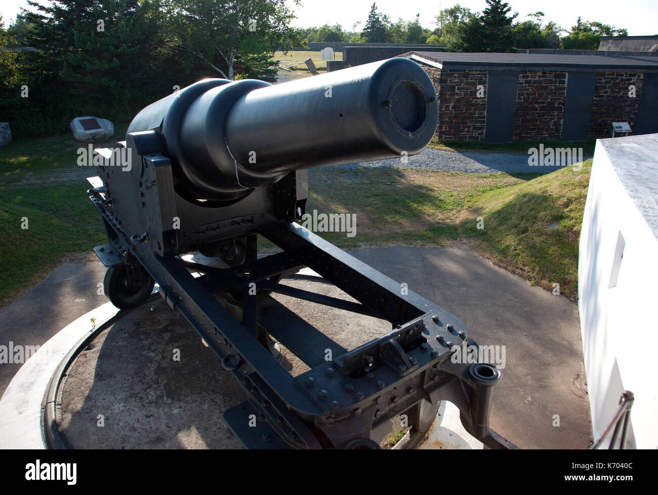 an old cannon at York Redoubt National Park in Nova Scotia Stock Photo ...