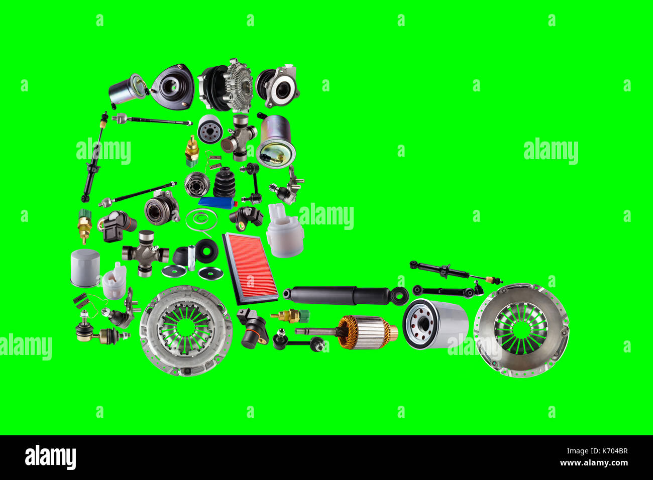 Images truck assembled from new spare parts on green screen Stock Photo ...