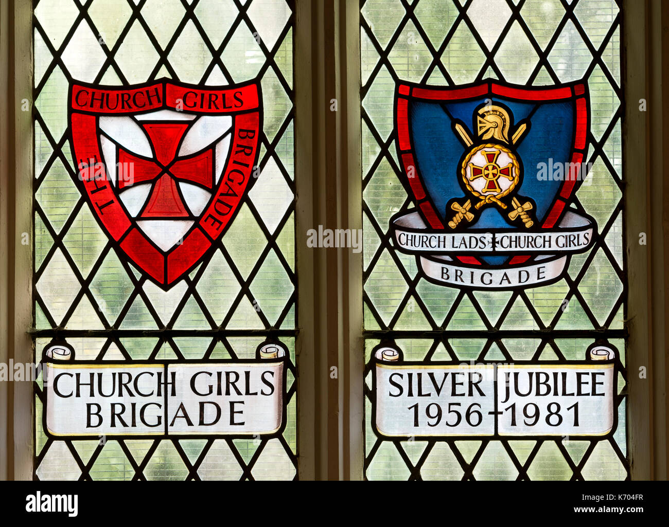Church Brigade stained glass, St. Mary`s Church, Anstey, Leicestershire ...