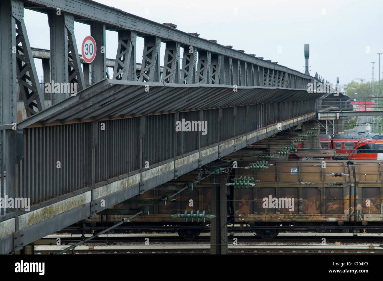 steel bridge over railway tracks Stock Photo - Alamy