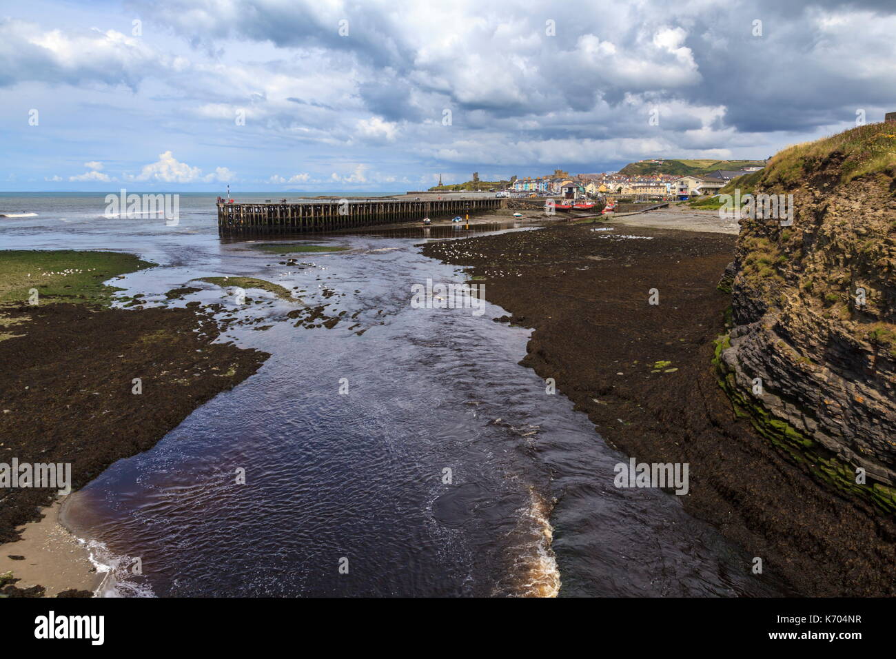The river Ystwyth and river Rheidol meet at the entrance of Aberystwyth ...